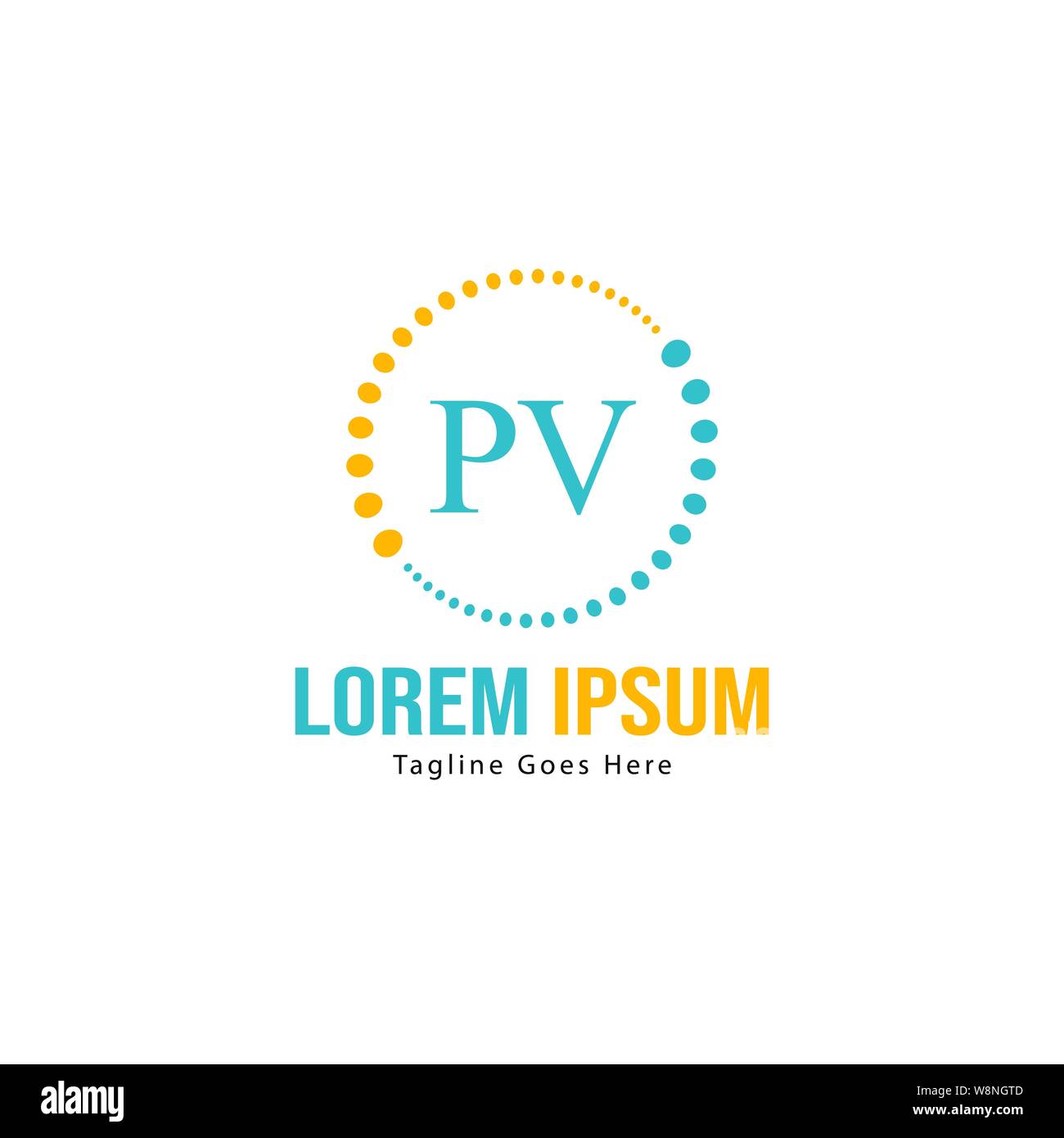 Initial PV logo template with modern frame. Minimalist PV letter logo ...