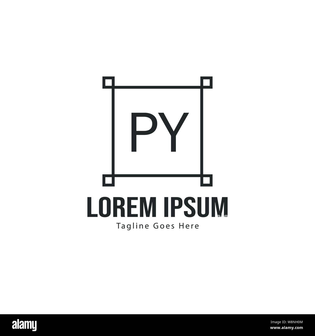 Initial PY logo template with modern frame. Minimalist PY letter logo ...