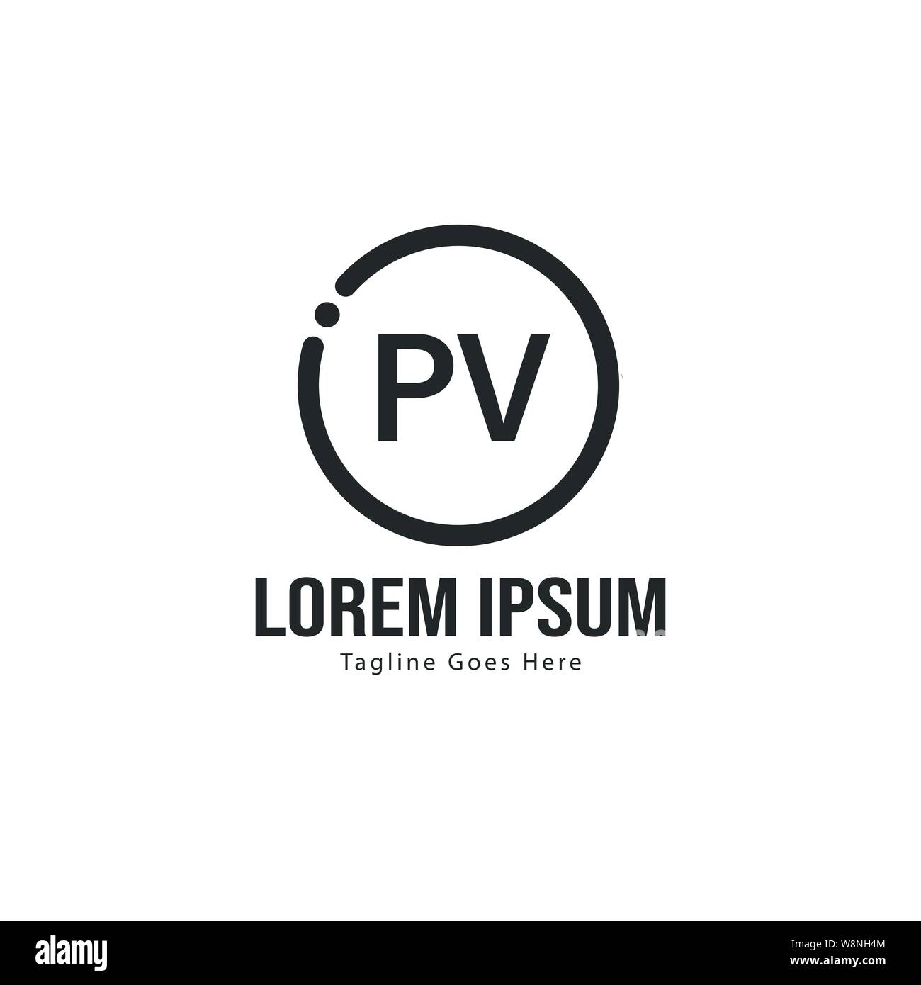 Initial PV logo template with modern frame. Minimalist PV letter logo ...