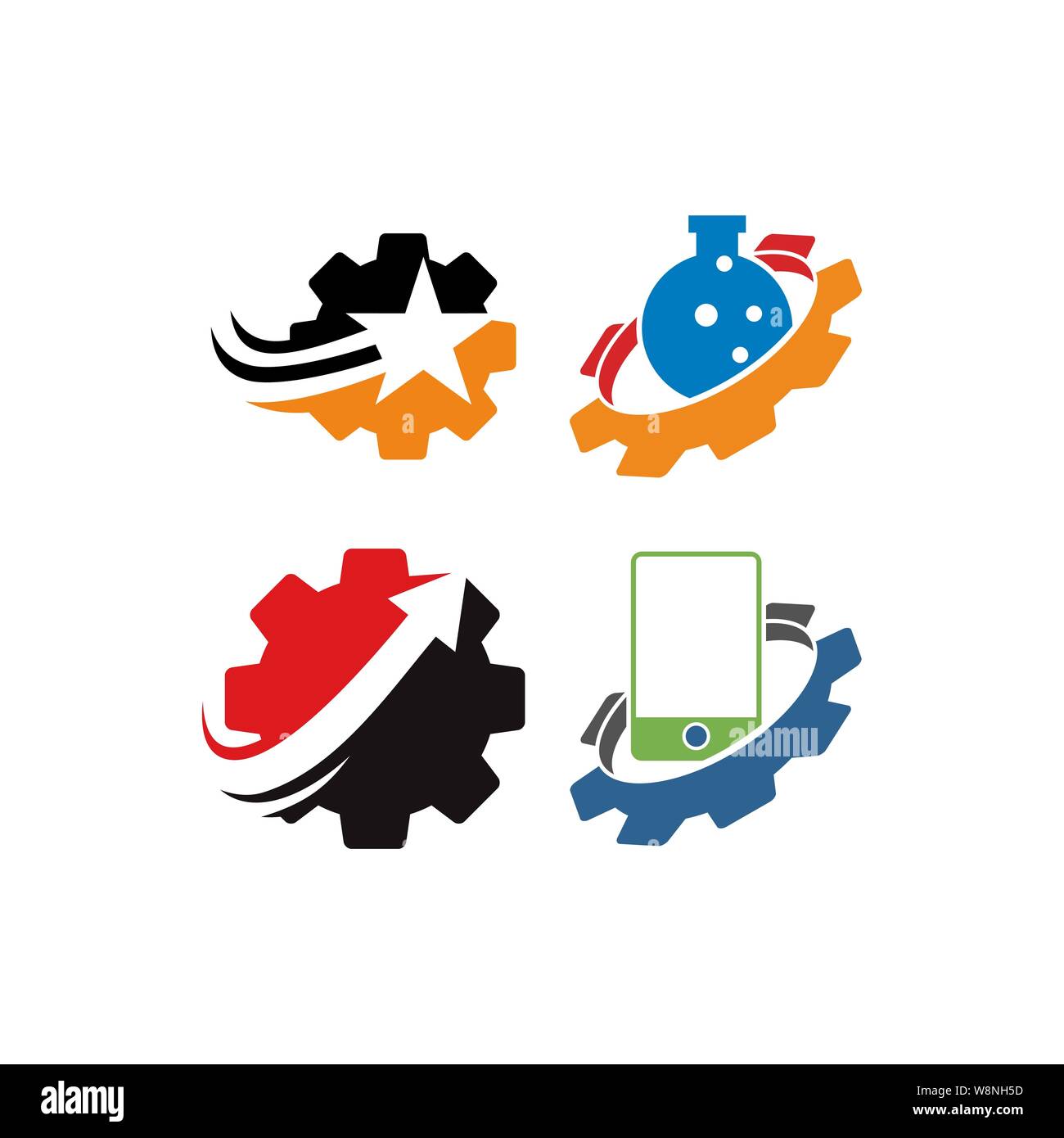 Gear Business logo design template vector Icon Set Stock Vector Image ...