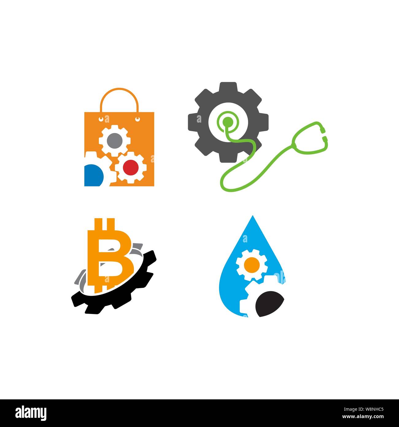 Gear Business logo design template vector Icon Set Stock Vector Image ...