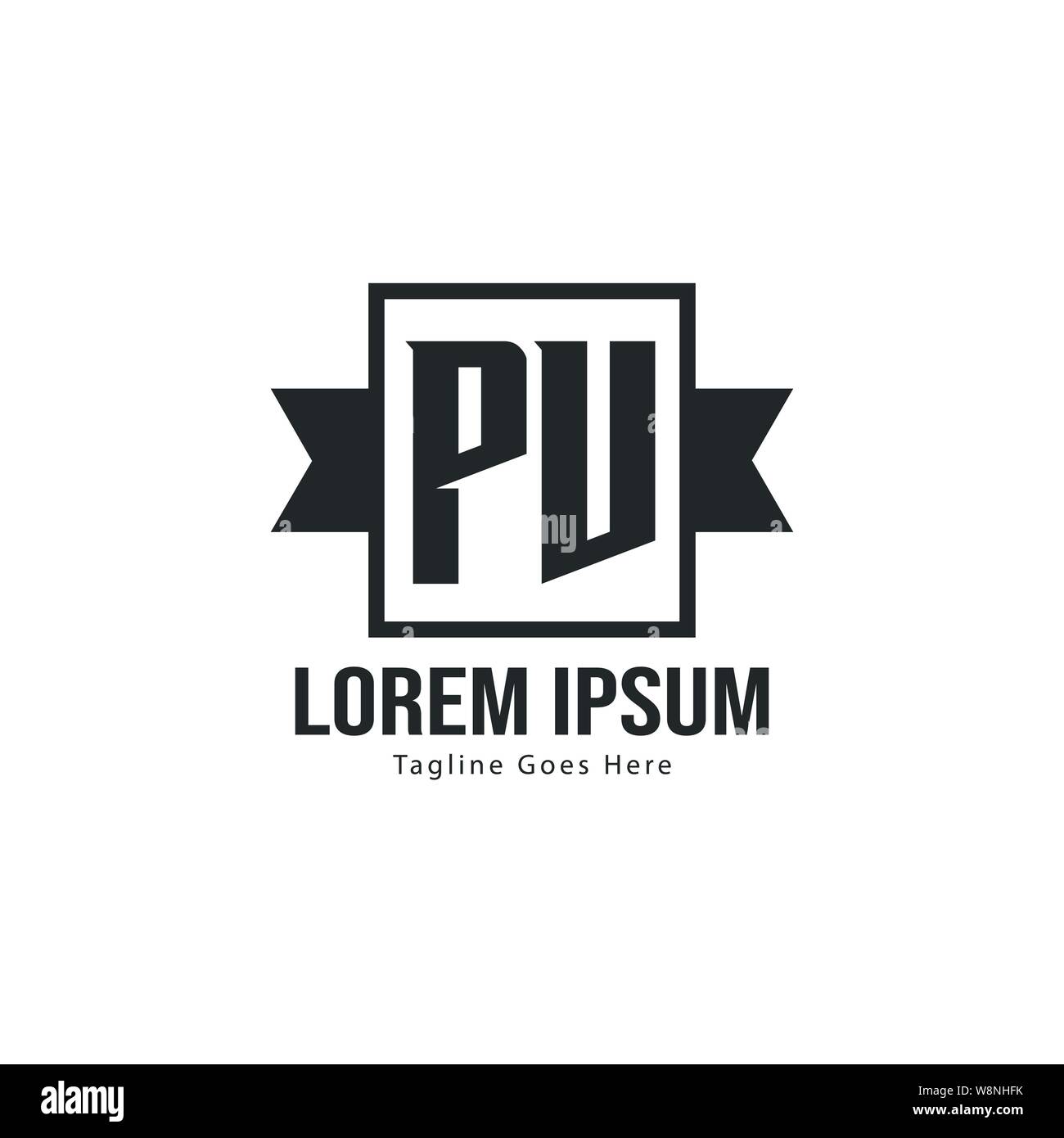 Initial PV logo template with modern frame. Minimalist PV letter logo ...