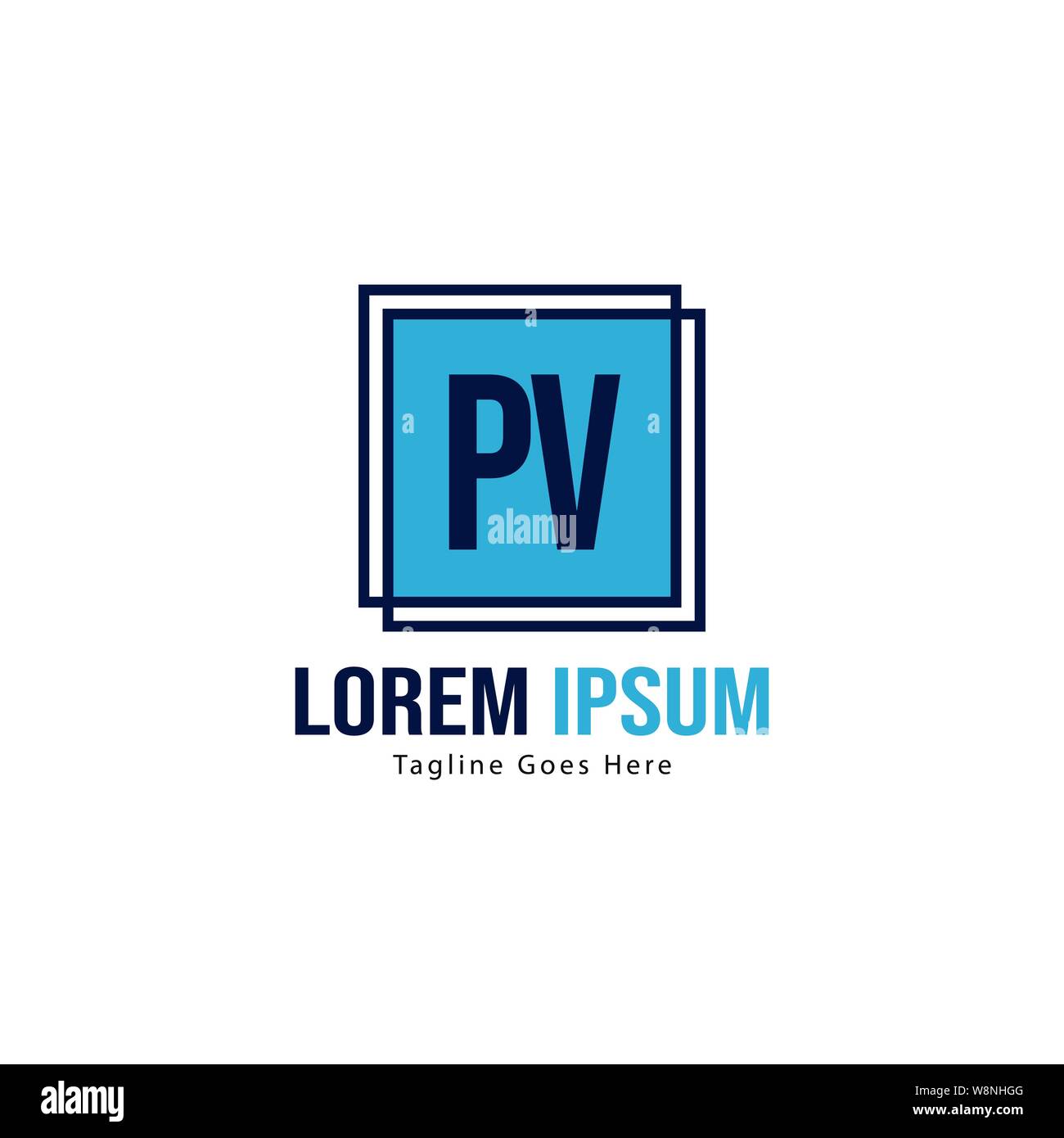 Initial PV logo template with modern frame. Minimalist PV letter logo ...