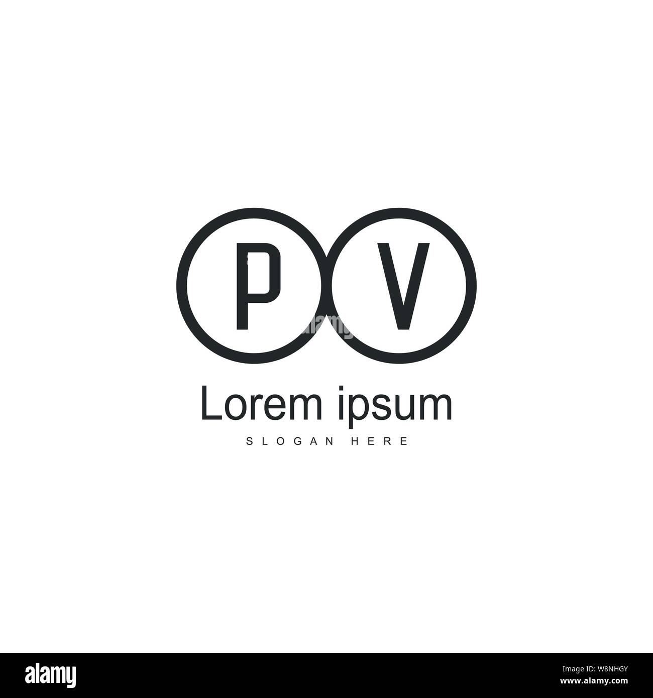 Initial PV logo template with modern frame. Minimalist PV letter logo ...