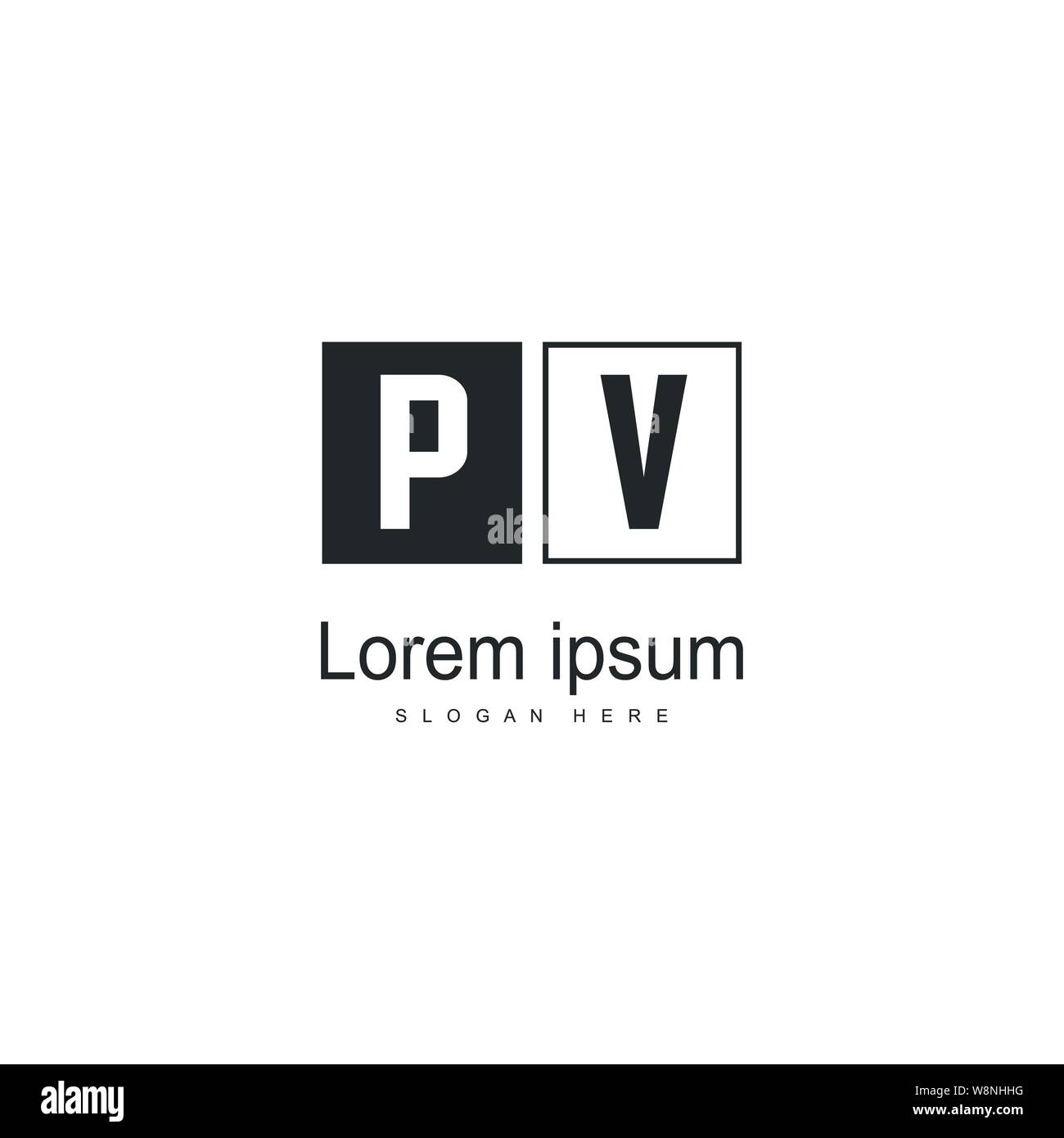 Initial PV logo template with modern frame. Minimalist PV letter logo ...