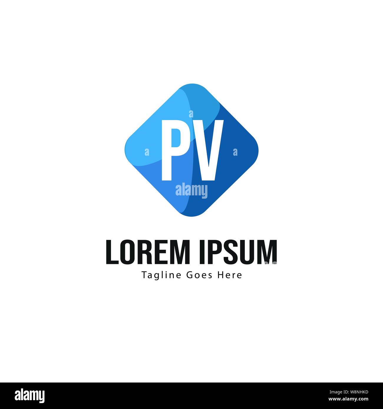 Initial PV logo template with modern frame. Minimalist PV letter logo ...