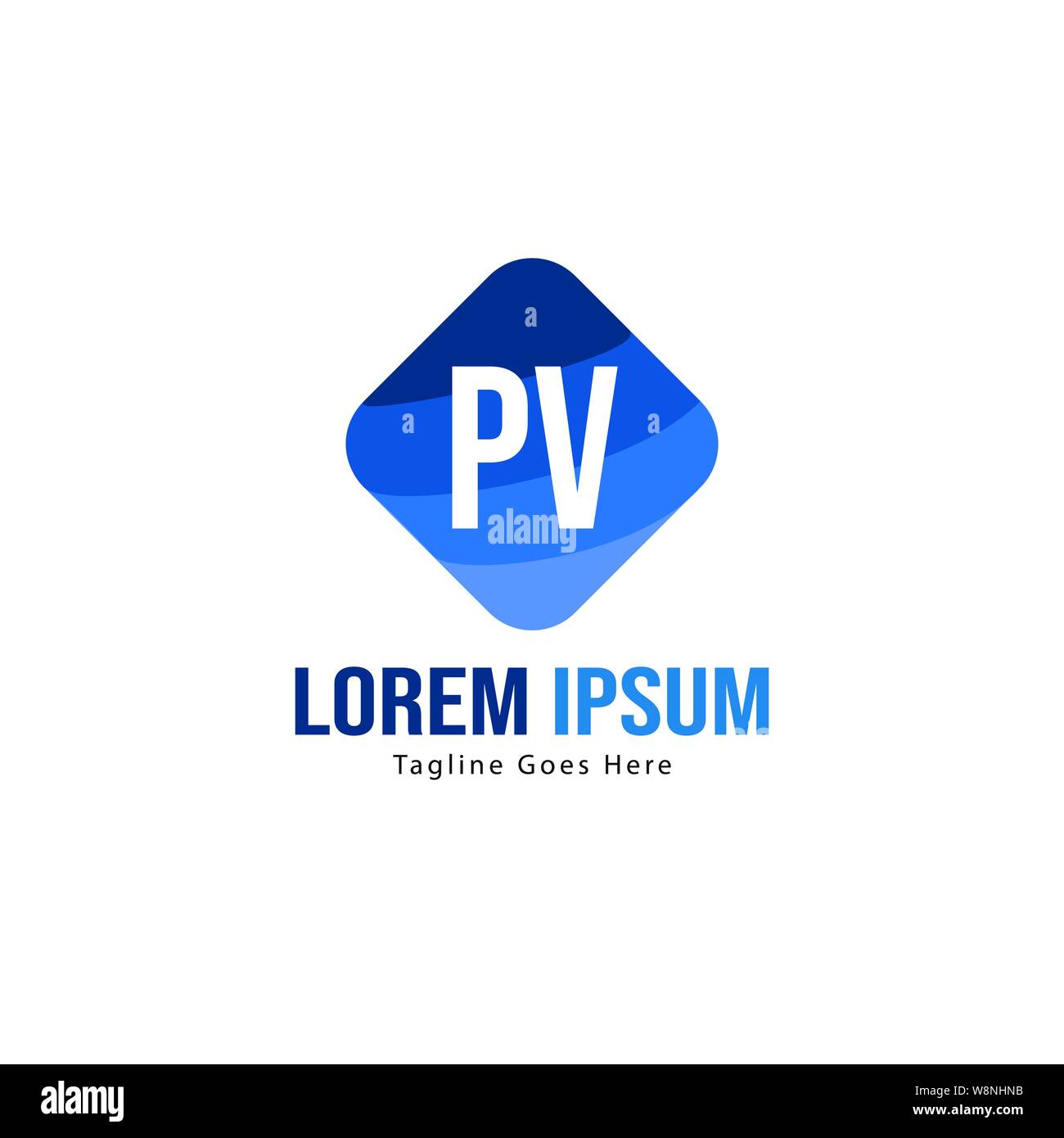 Initial PV logo template with modern frame. Minimalist PV letter logo ...