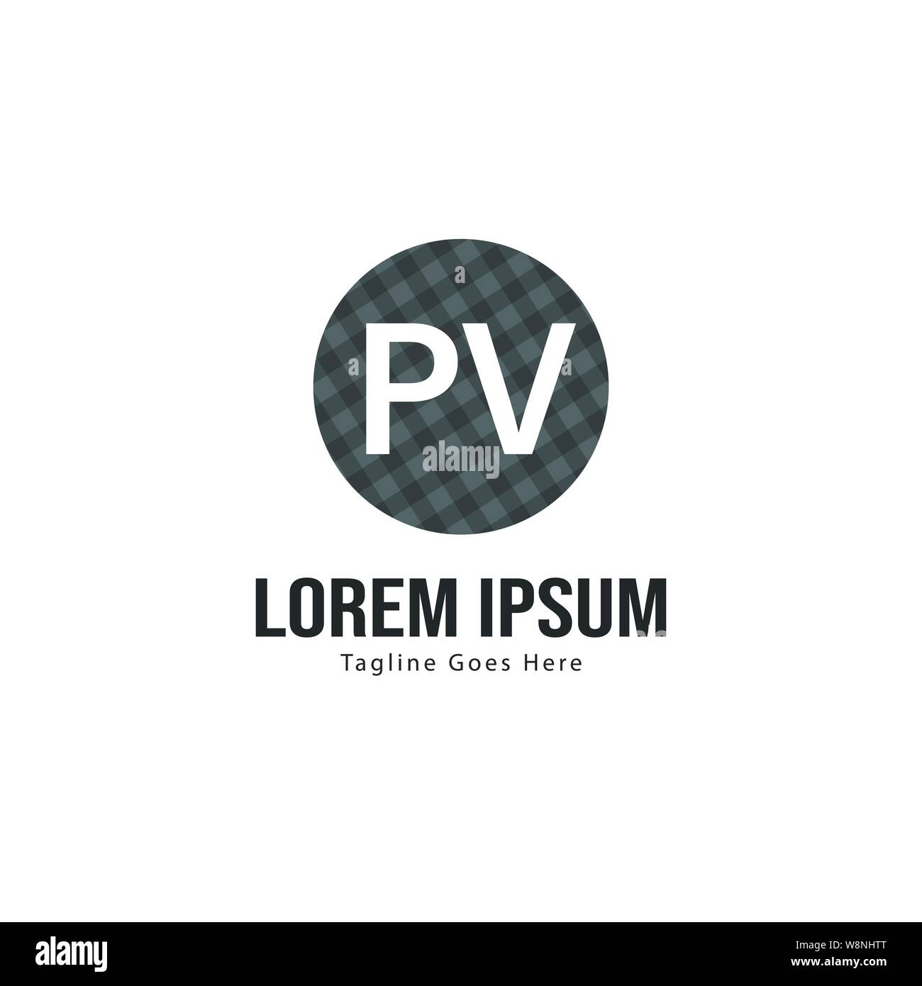 Initial PV logo template with modern frame. Minimalist PV letter logo ...