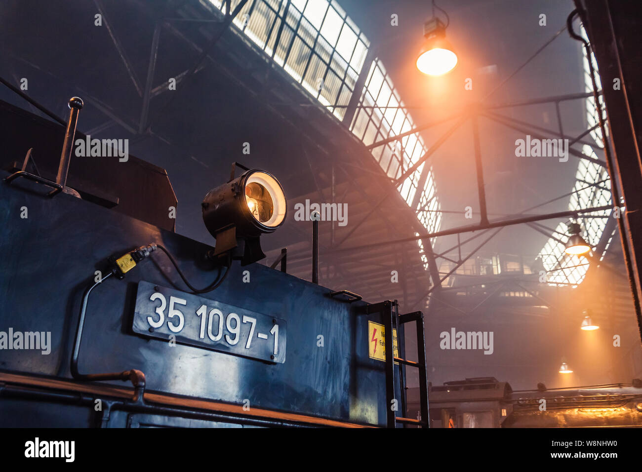 Old steam locomotives in a roundhouse in Germany Stock Photo - Alamy