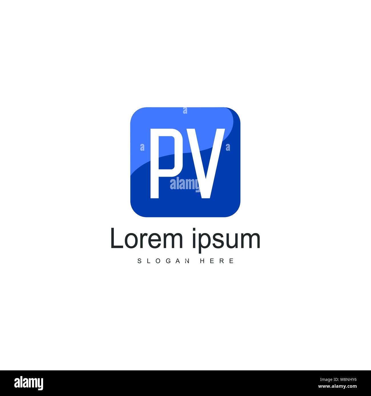 Initial PV logo template with modern frame. Minimalist PV letter logo ...