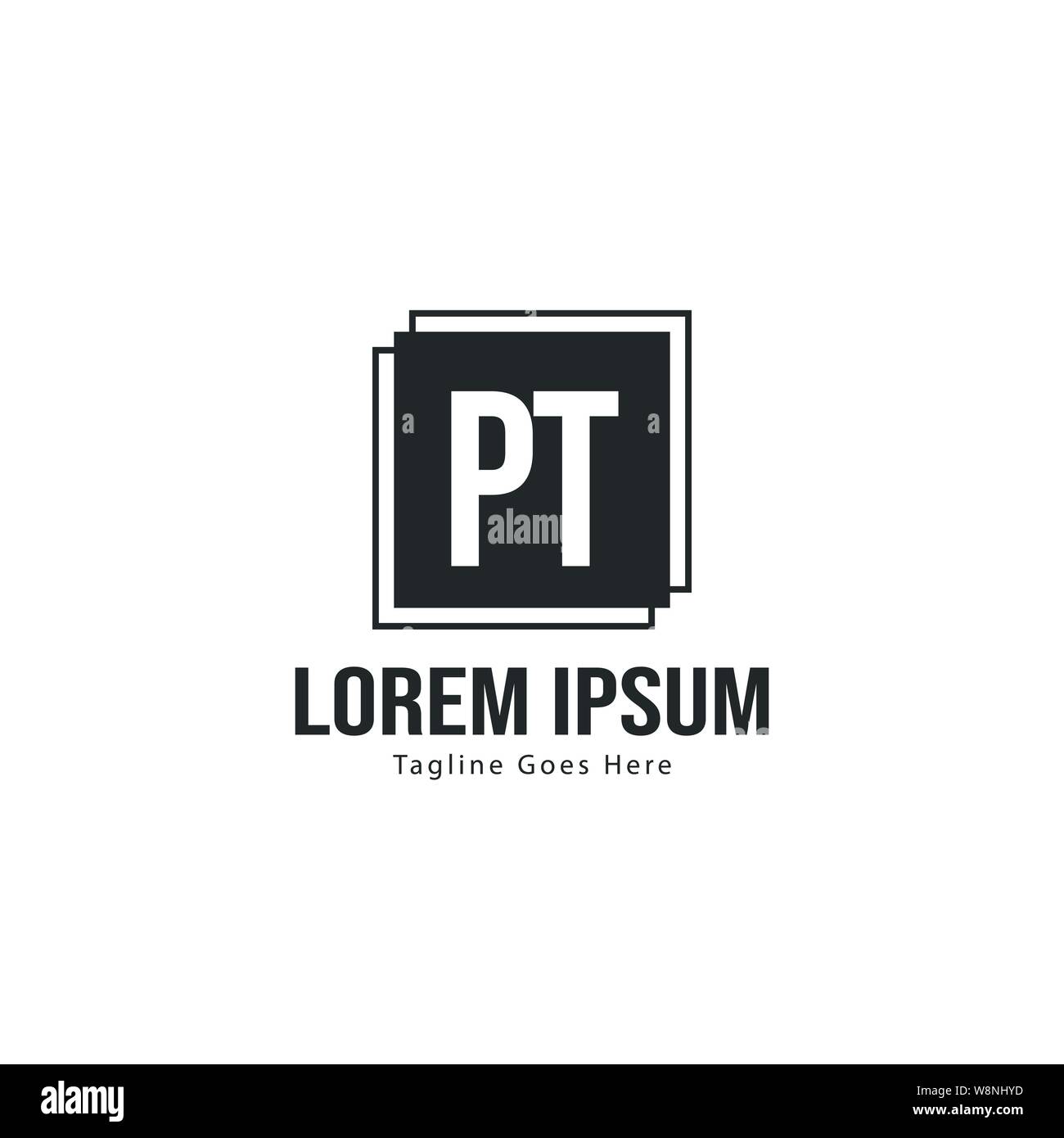 Initial PT logo template with modern frame. Minimalist PT letter logo ...