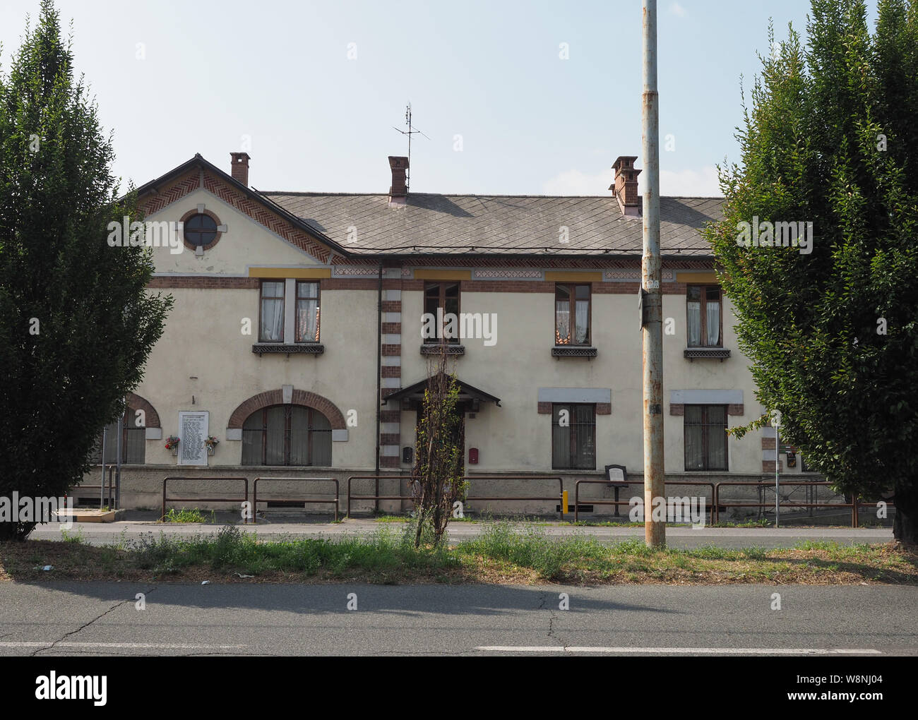 COLLEGNO, ITALY - CIRCA AUGUST 2019: Hotel at Leumann workers village ...