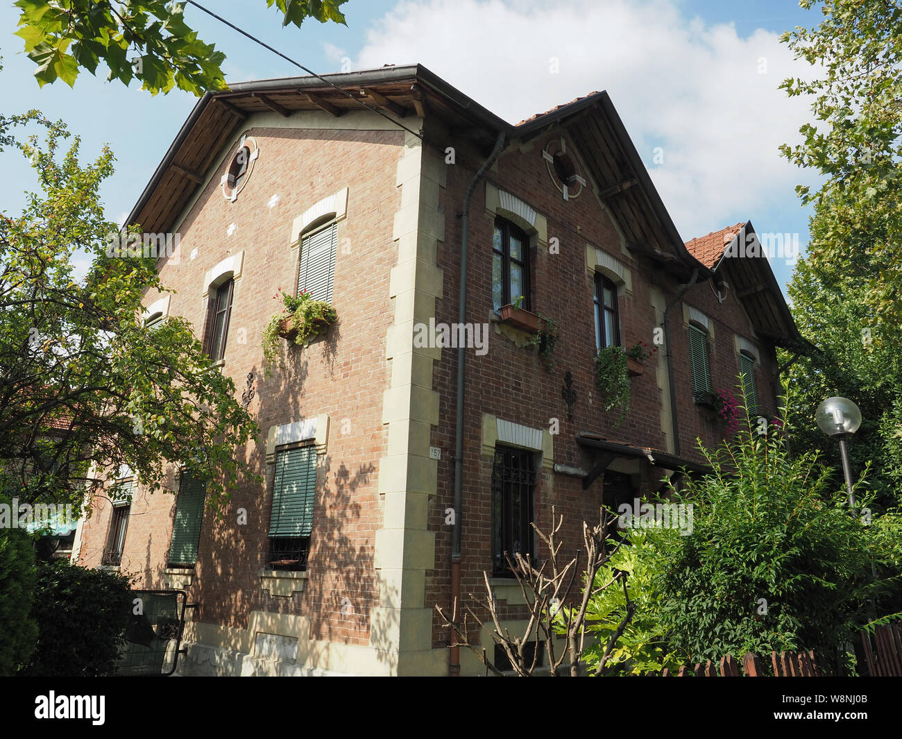 Workers residences at Leumann village in Collegno, Italy Stock Photo ...