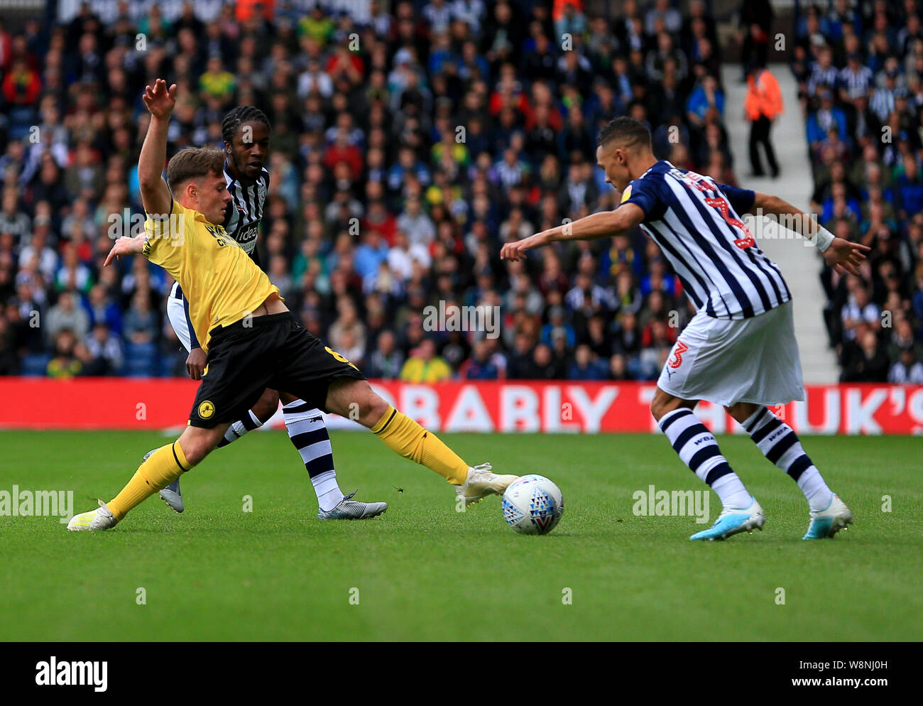 West Bromwich, UK. 10th Aug, 2019. Ben Thompson of Millwall stretches ...