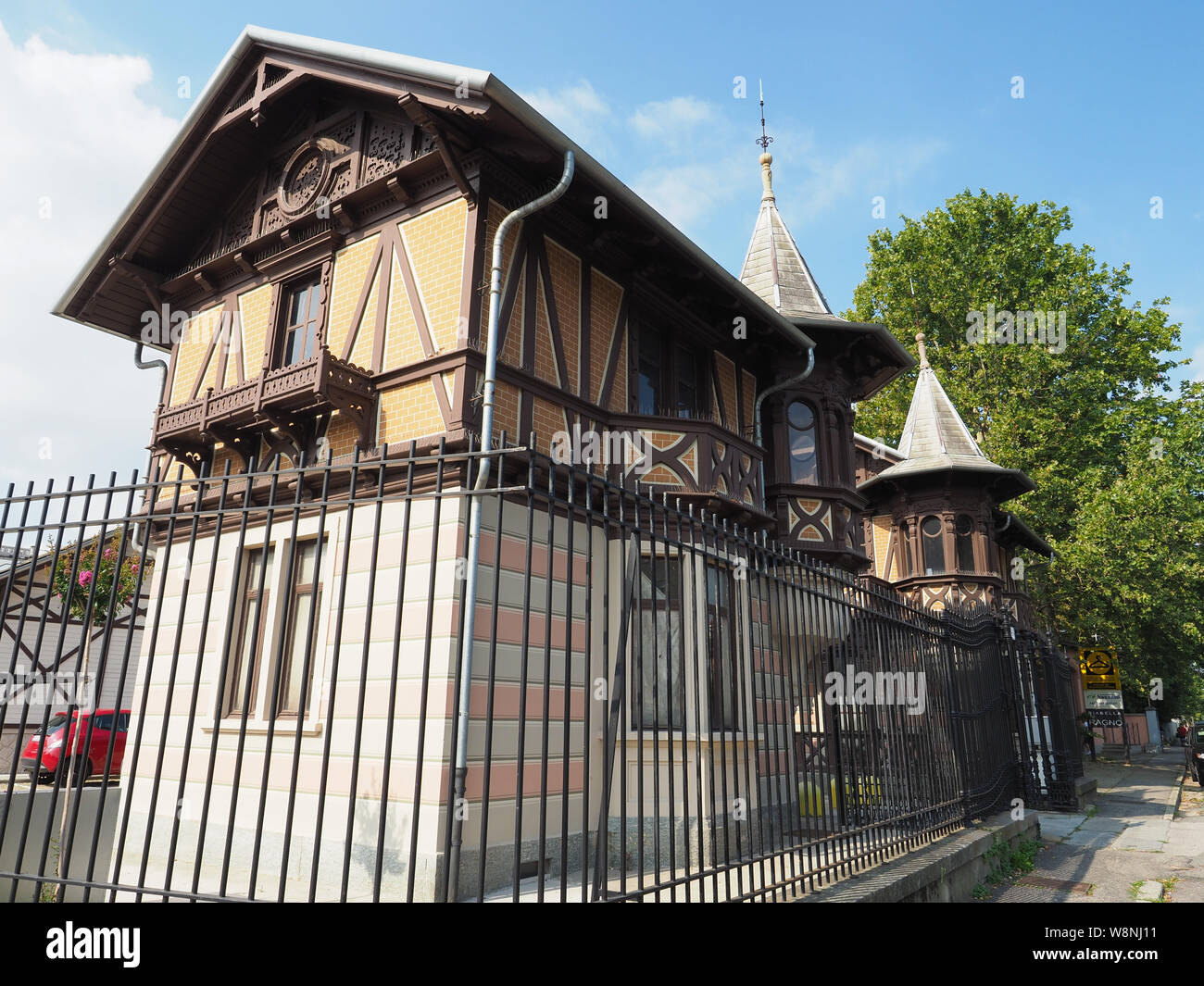 COLLEGNO, ITALY - CIRCA AUGUST 2019: Cotton mill factory entrance at ...