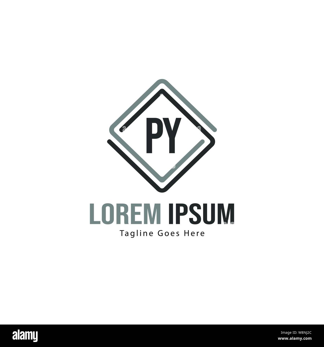 Initial PY logo template with modern frame. Minimalist PY letter logo ...