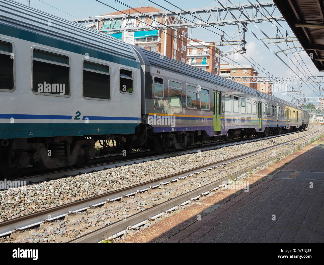 COLLEGNO, ITALY - CIRCA AUGUST 2019: Train at Collegno railway station ...