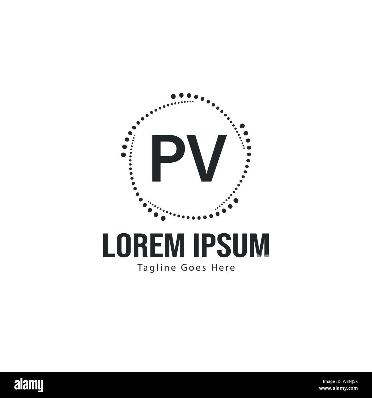 Initial PV logo template with modern frame. Minimalist PV letter logo ...