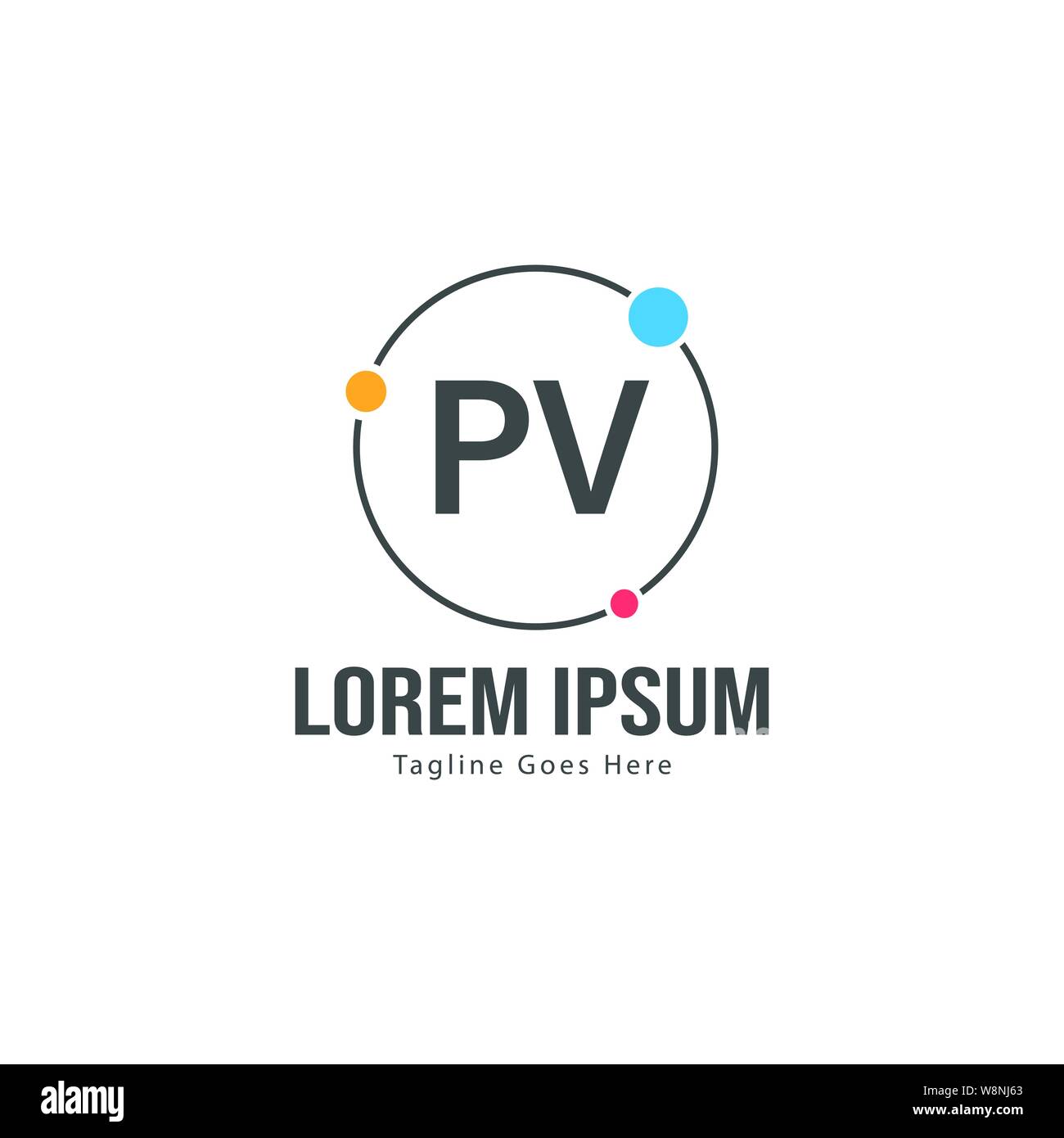 Initial PV logo template with modern frame. Minimalist PV letter logo ...