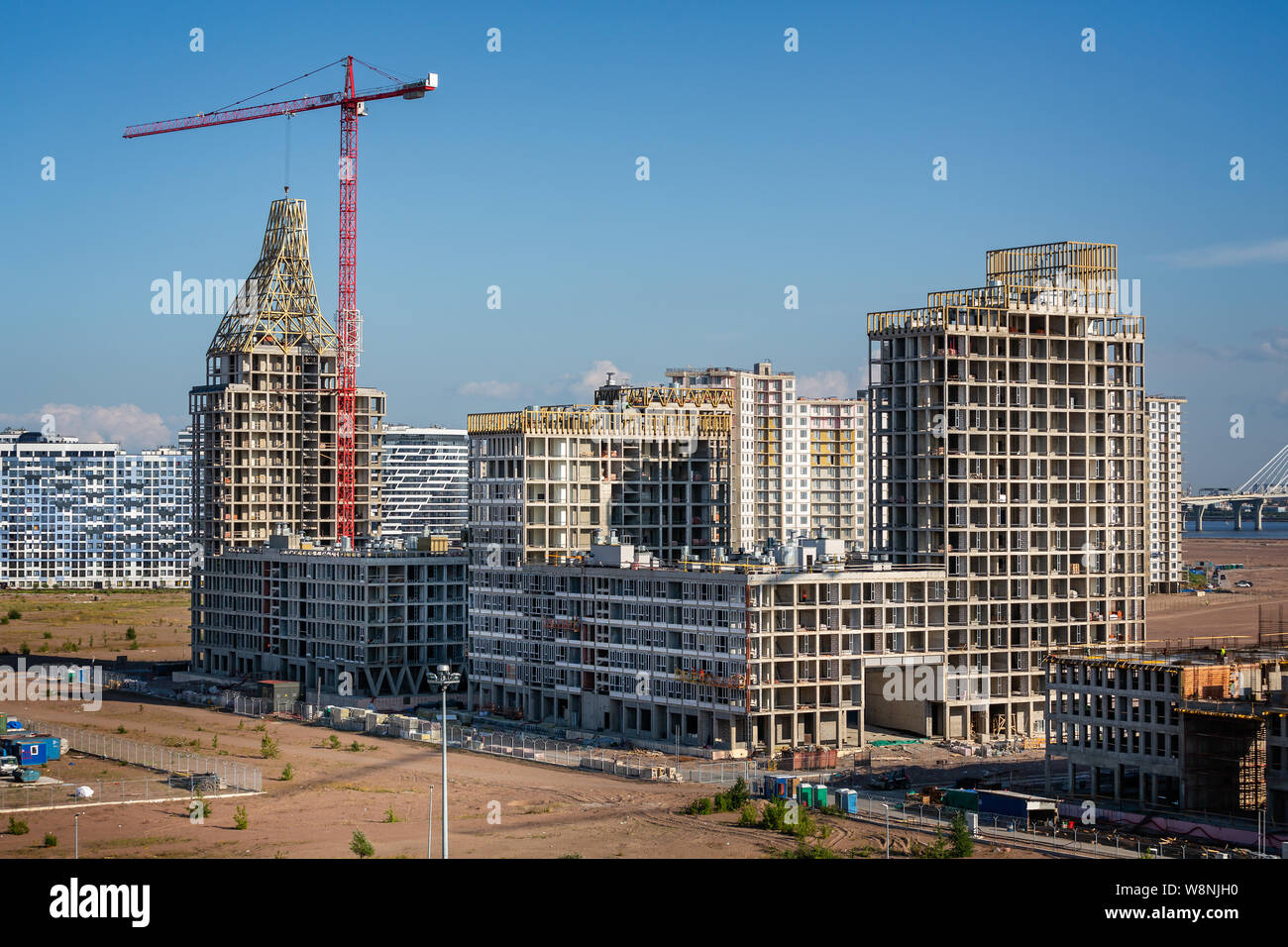 Modern apartment block under construction in St Petersburg, Russia on ...