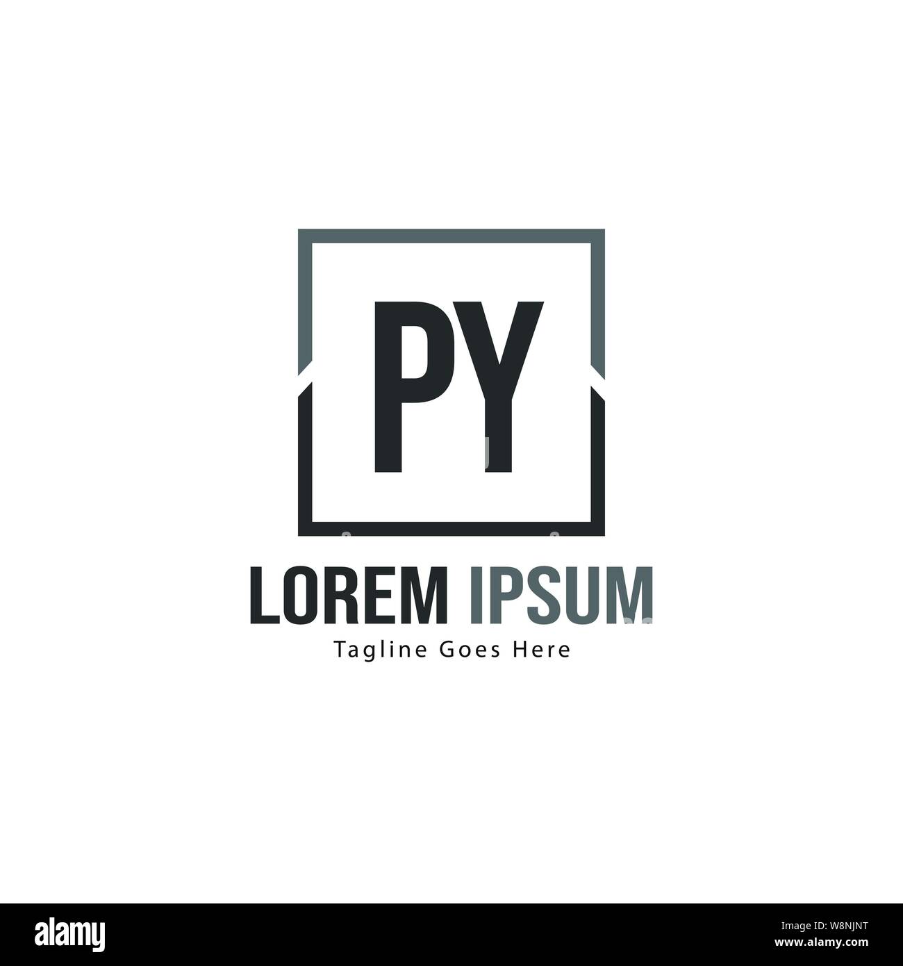 Initial PY logo template with modern frame. Minimalist PY letter logo ...