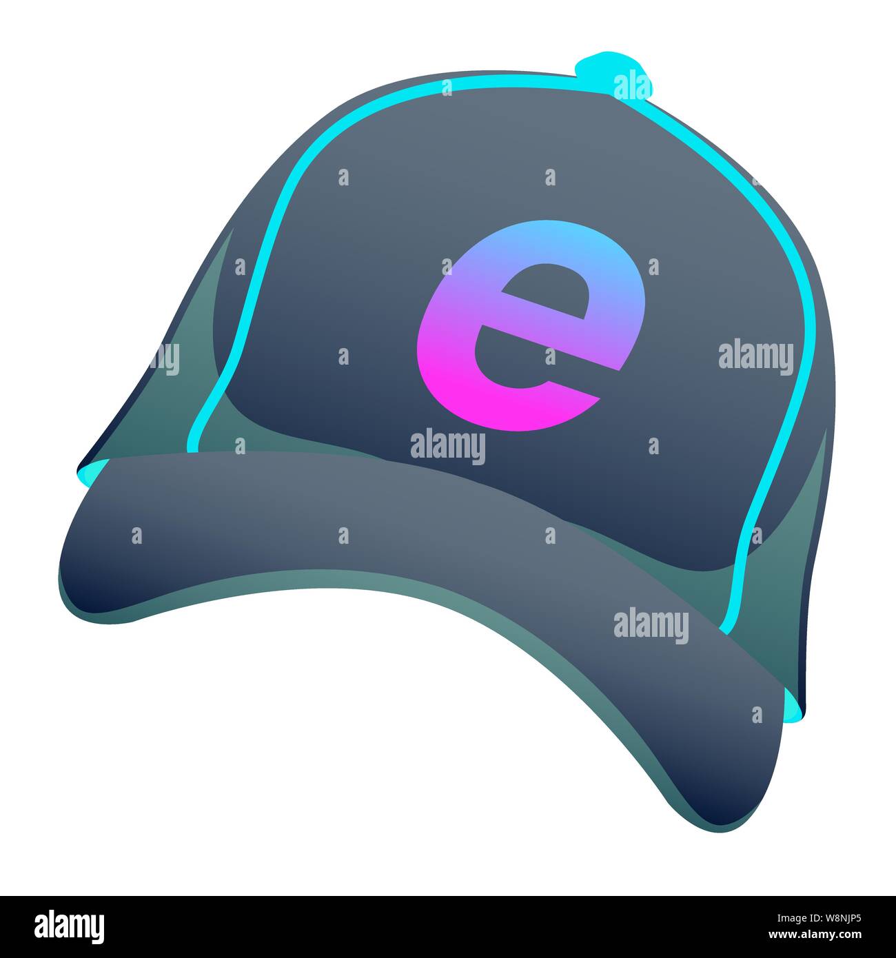 Dark esports cap, hat on isolated background, bright flat icon with ...