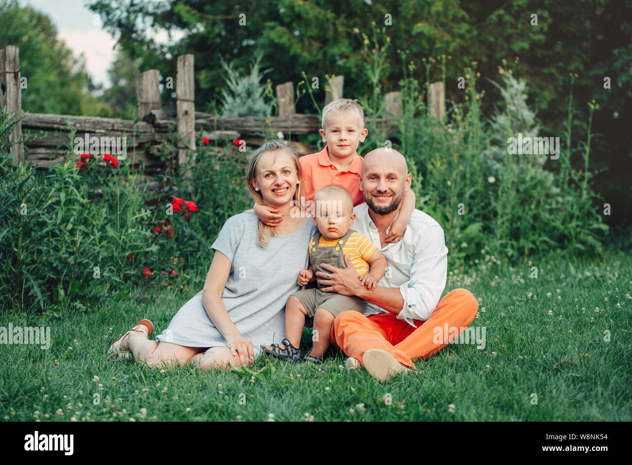 Family mother father two sons hi-res stock photography and images - Alamy