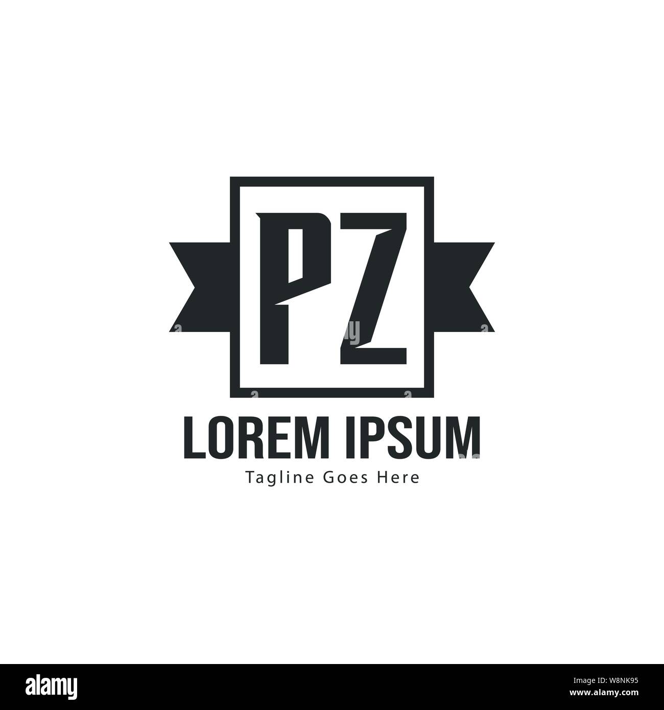 Initial PZ logo template with modern frame. Minimalist PZ letter logo ...