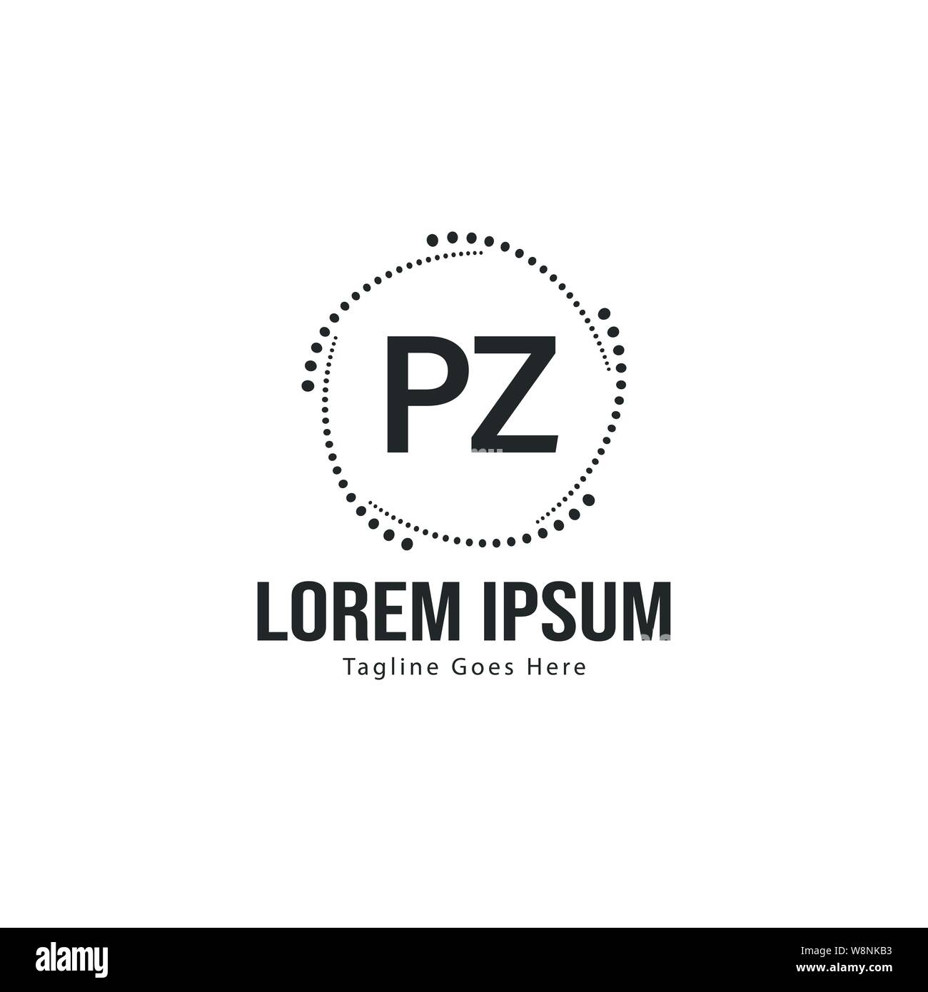 Initial PZ logo template with modern frame. Minimalist PZ letter logo ...