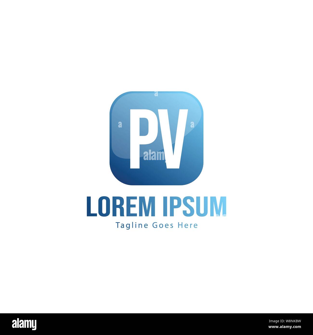 Initial PV logo template with modern frame. Minimalist PV letter logo ...