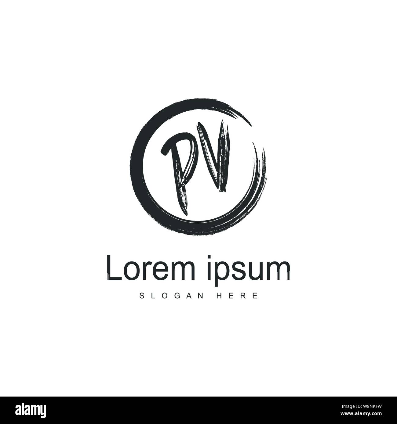 Initial PV logo template with modern frame. Minimalist PV letter logo ...