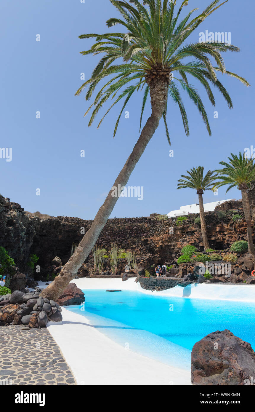 Lanzarote,Canary islands, Spain-September 2, 2018. View of swimming ...