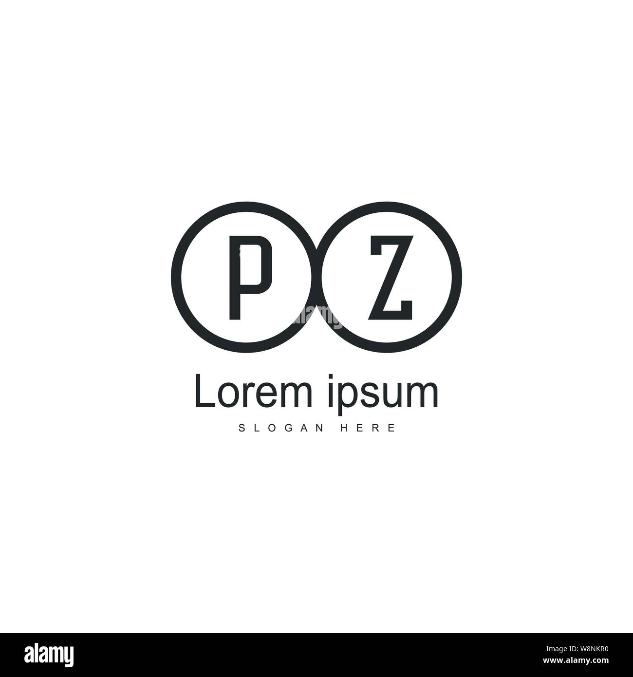 Initial PZ logo template with modern frame. Minimalist PZ letter logo ...