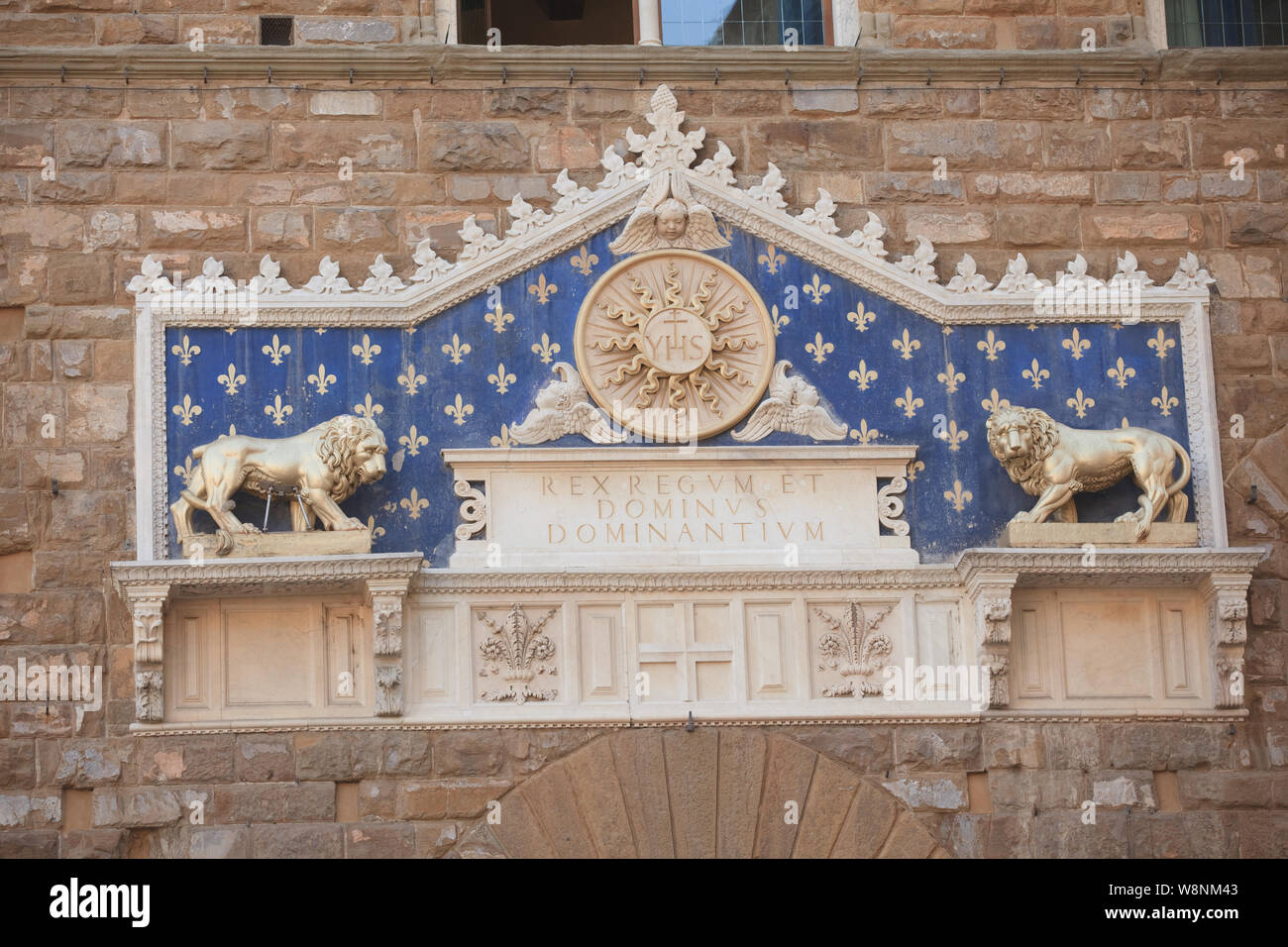 Ornate Italian Building Decorations with Lion and Angel Carvings and ...