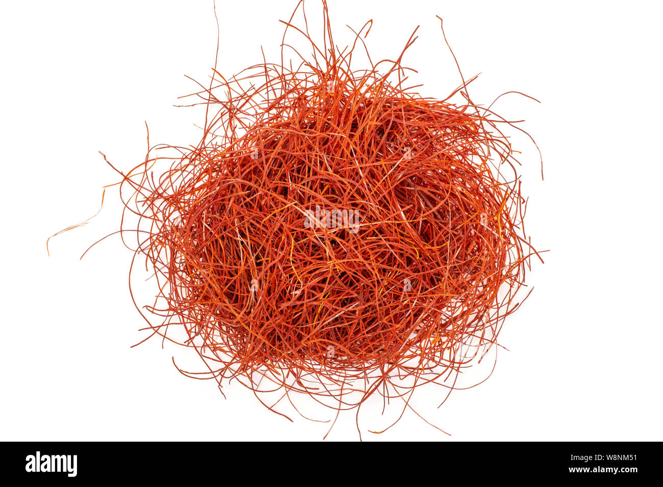 Lot of whole red chili pepper threads heap flatlay isolated on white ...