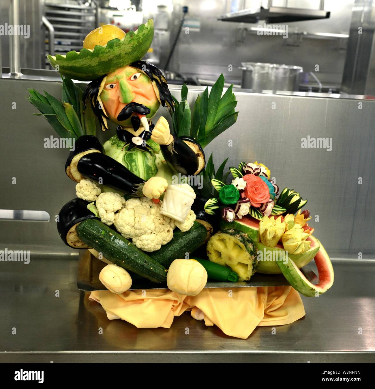 Crown Princess - 18th April 2019: pirate sculpture from fruit and ...