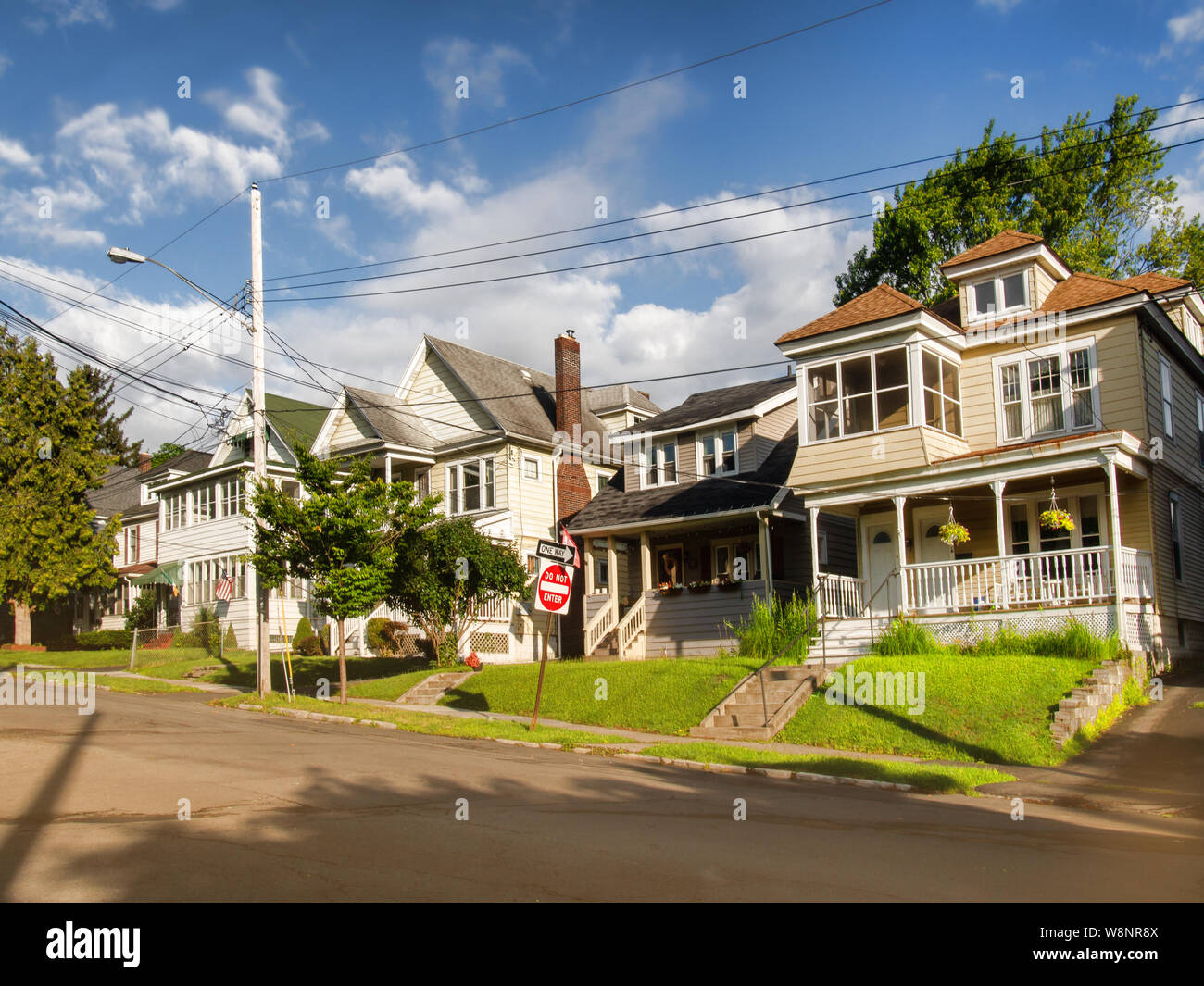 Residential neighborhood on a beautiful summer morning Stock Photo - Alamy