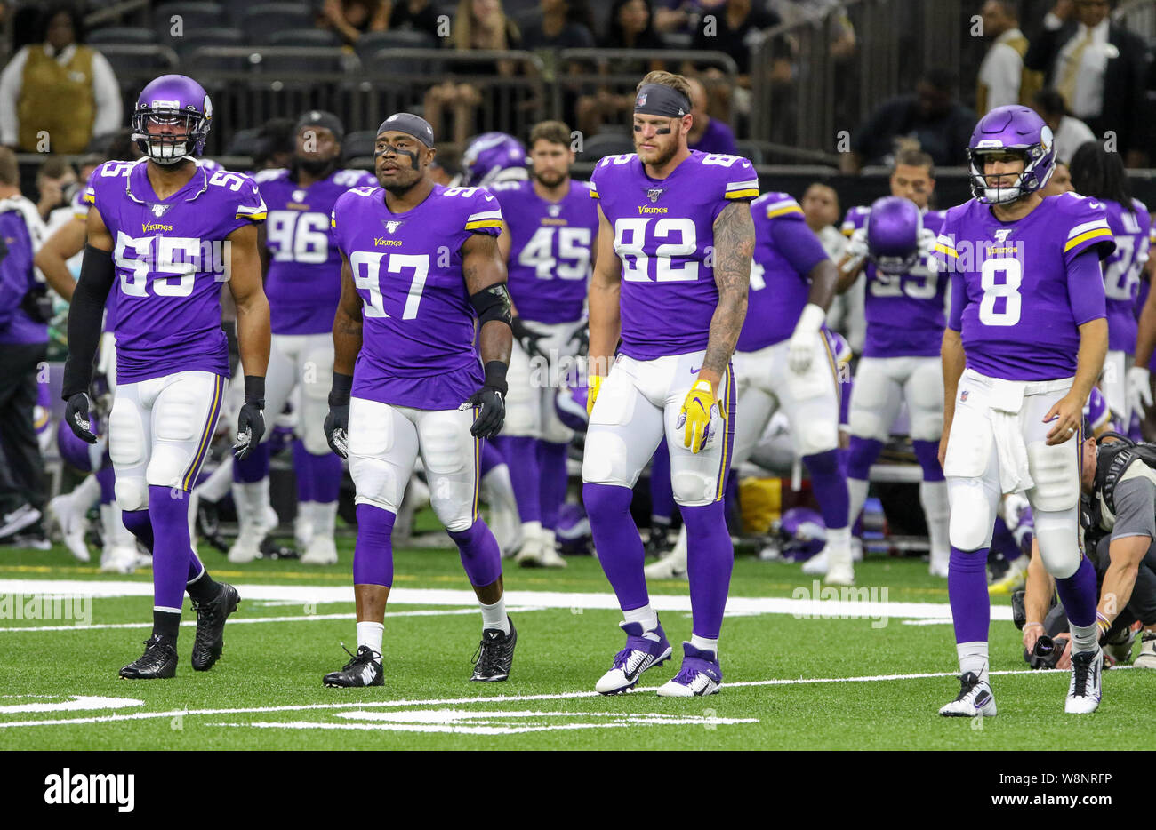 New Orleans, USA. 9th August 2019: Minnesota Vikings team captains Kirk ...