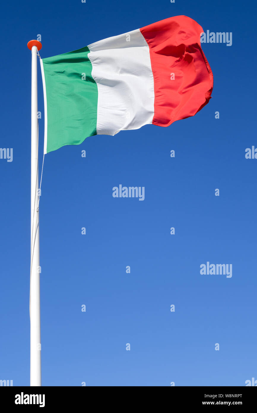 Italian flag flying in the wind Stock Photo - Alamy