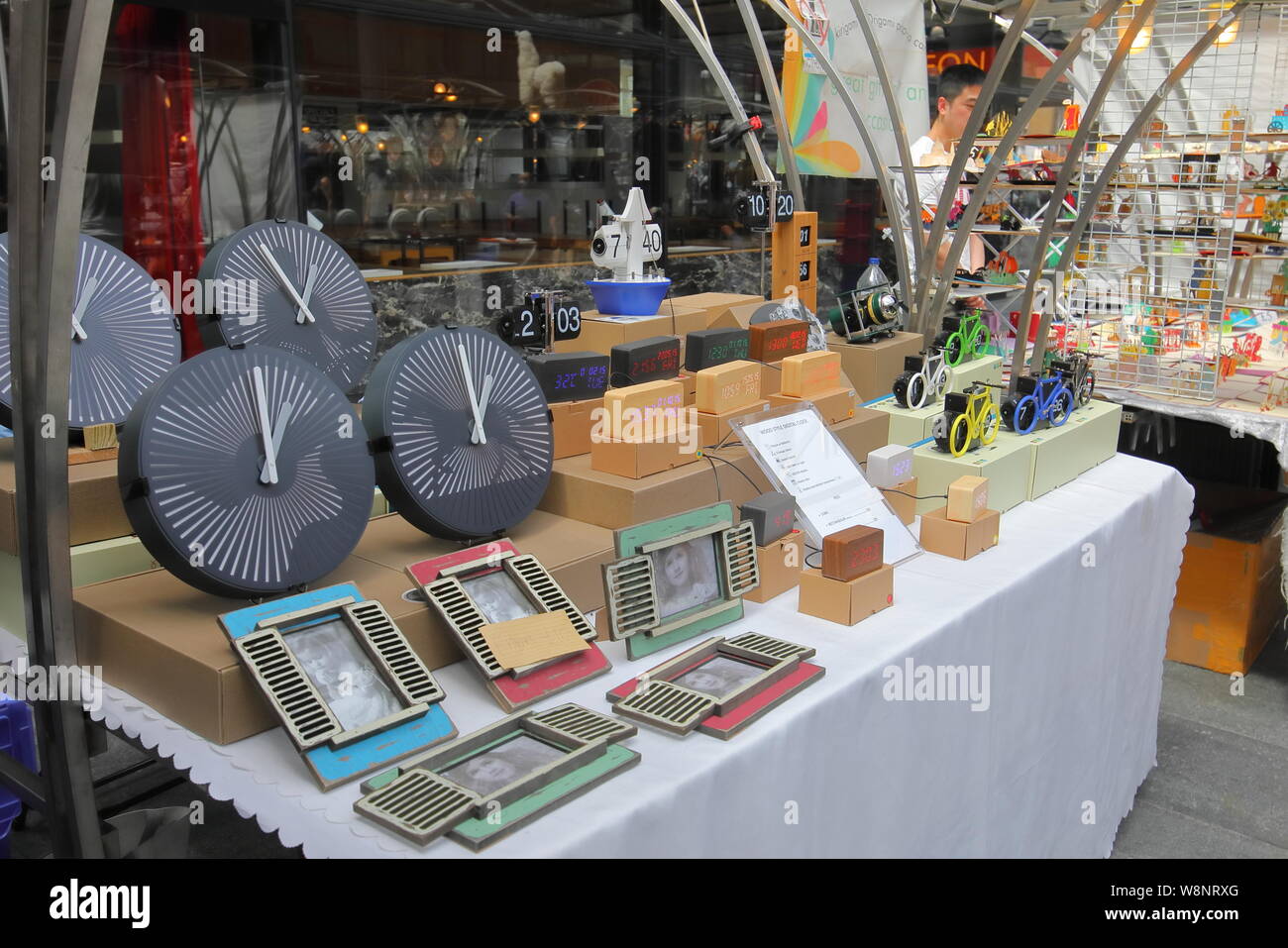 Handicraft display at Old Spitalfields market London UK Stock Photo - Alamy