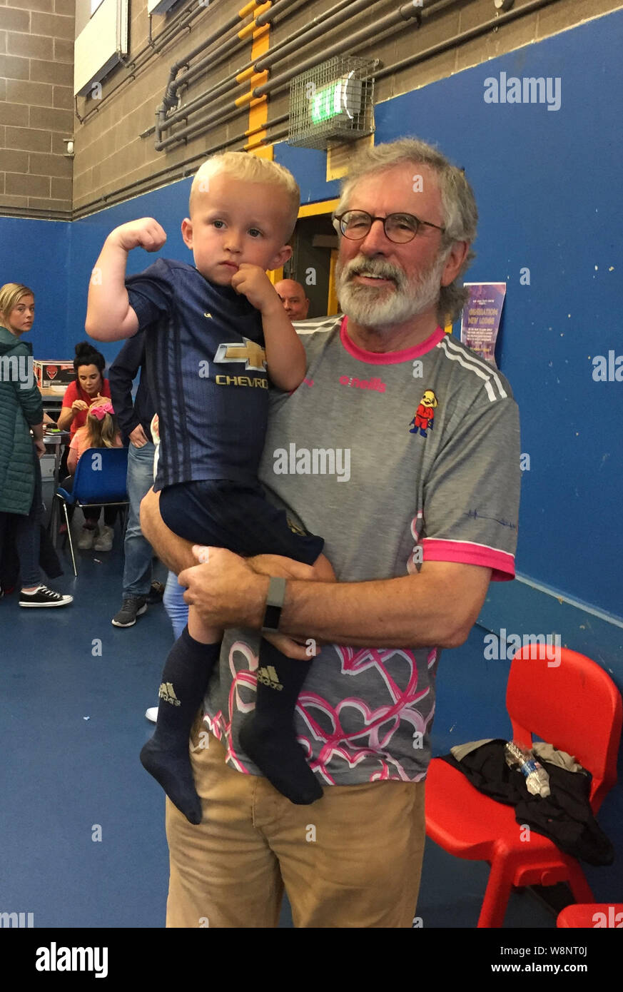 Gerry Adams during a visit to the New Lodge Youth Centre in north ...