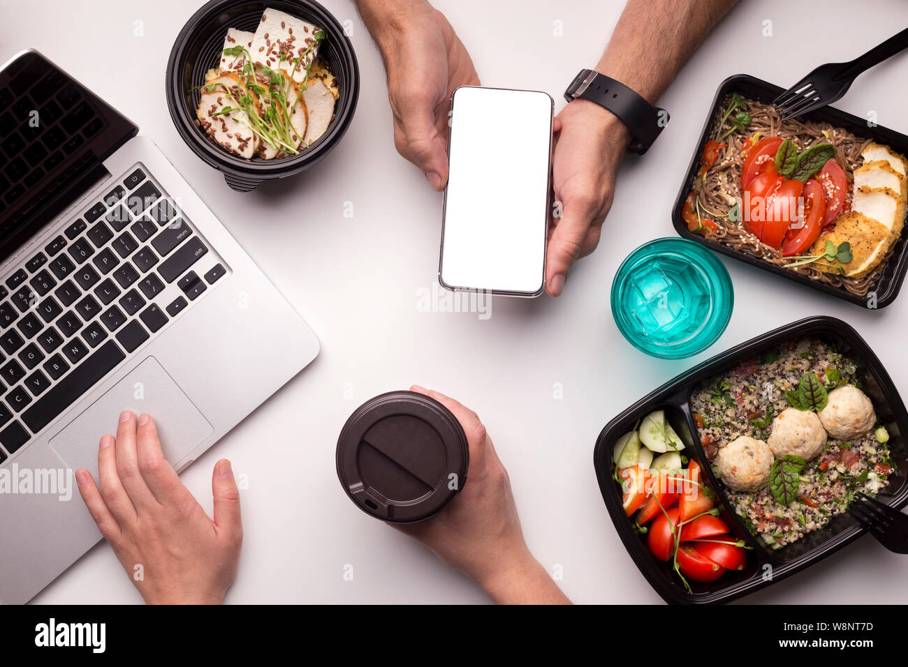Delivery of healthy food application in cellphone Stock Photo - Alamy