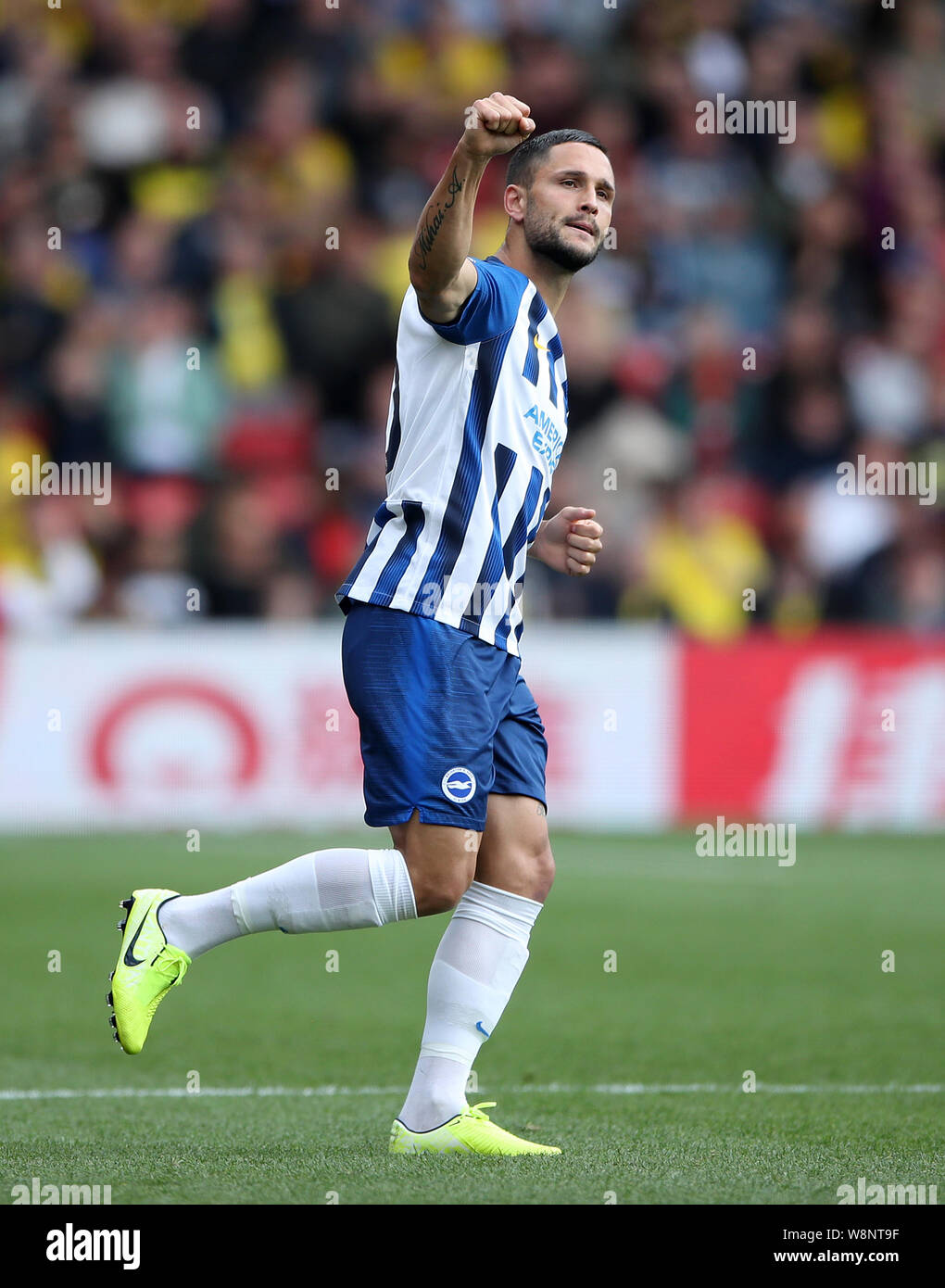 Brighton and Hove Albion's Florin Andone celebrates scoring his side's ...