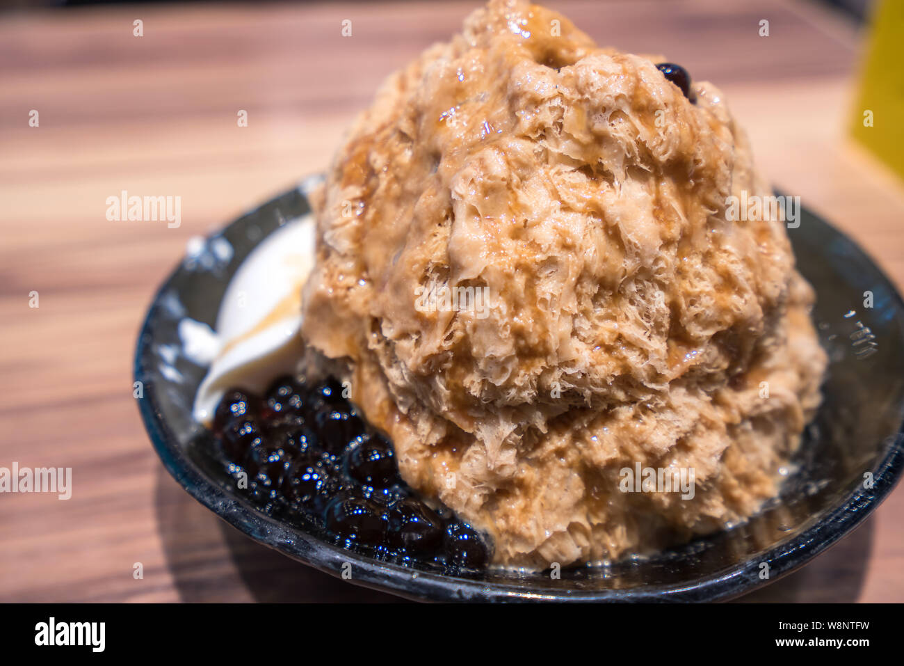 traditional Taiwanese ice baobing with Bubble tea, famous food in ...