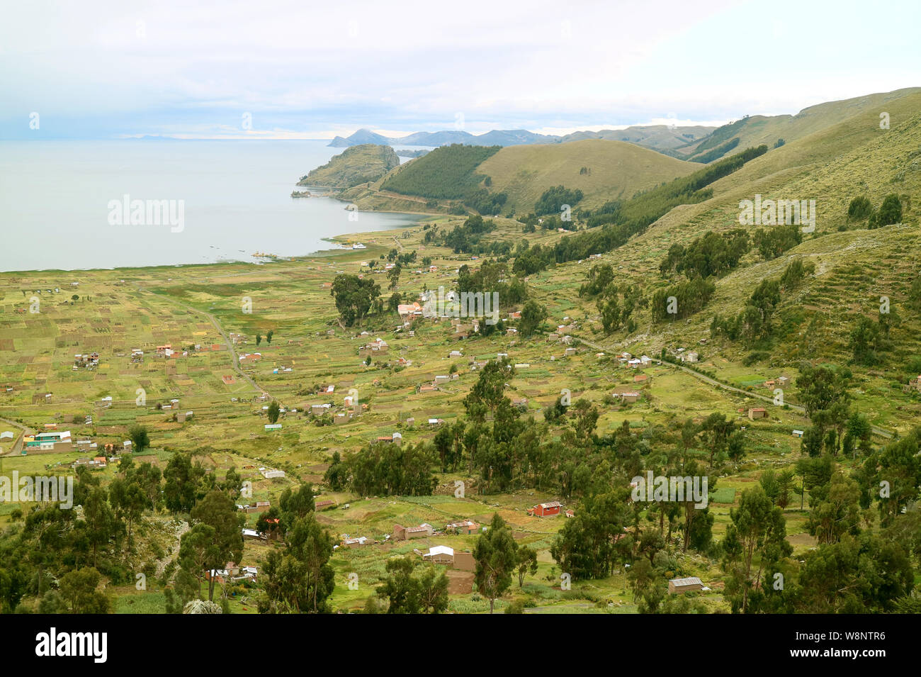 Aerial View of Lake Titicaca and the Villages on the Shore at Bolivia ...