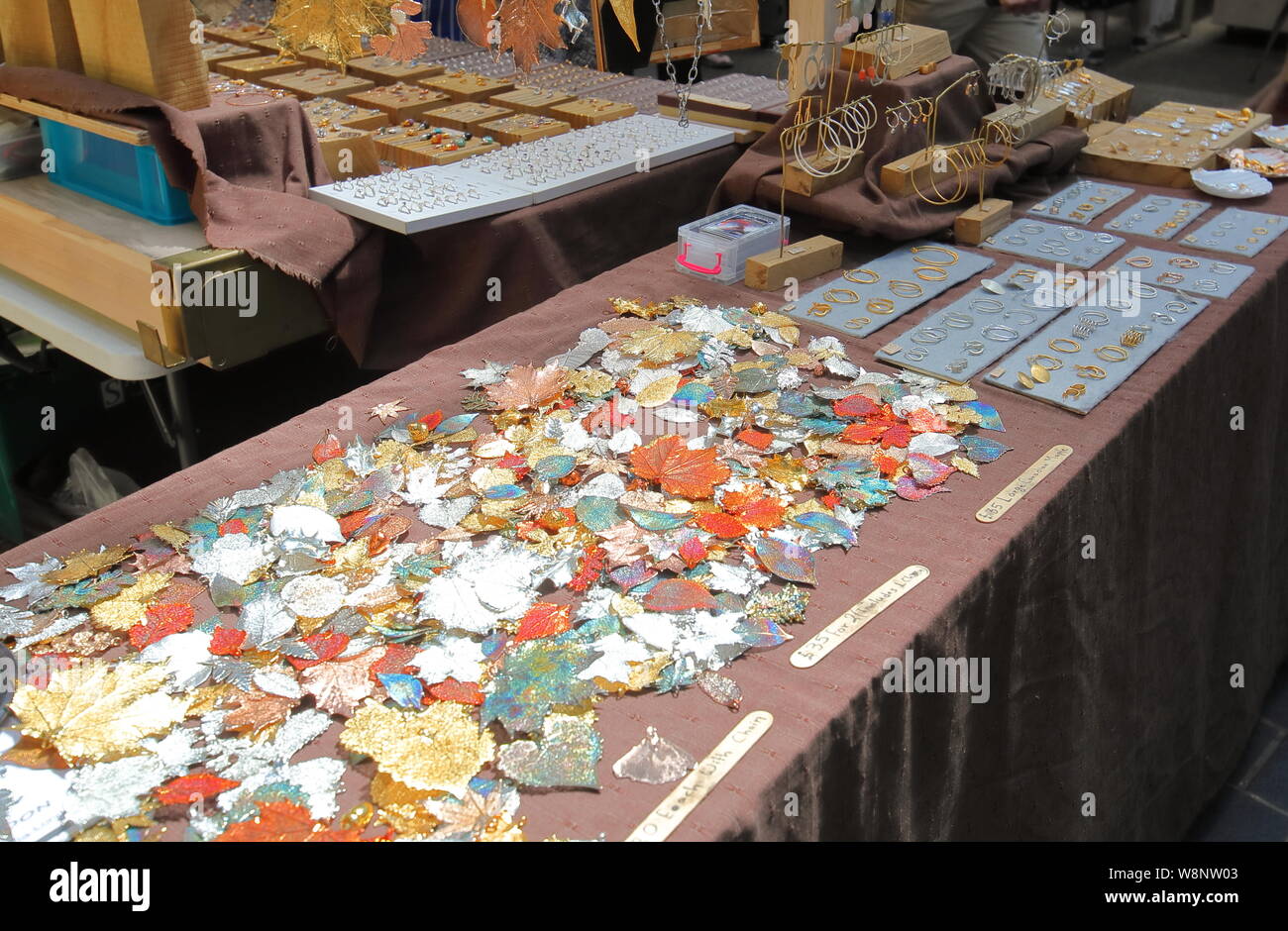Handicraft Jewellery display at Old Spitalfields market London UK Stock ...