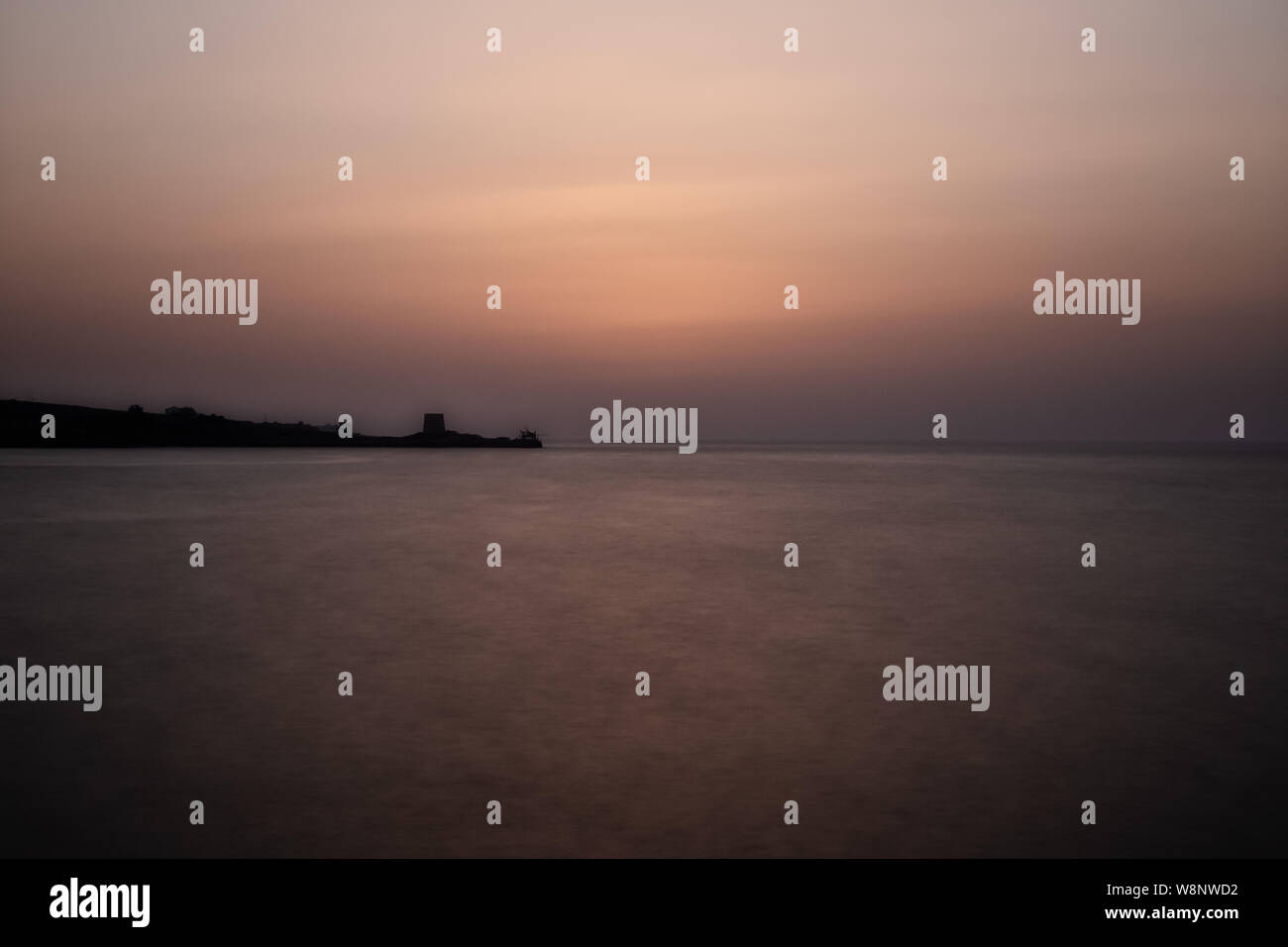The last daylight over the Adriatic Sea off the coast of the Gargano ...