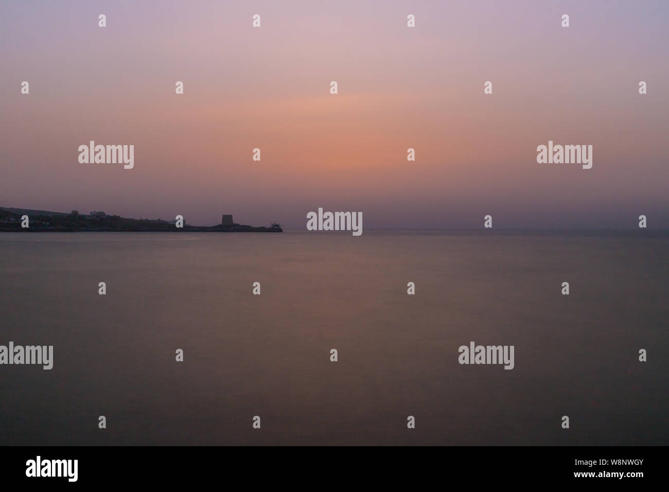 The last daylight over the Adriatic Sea off the coast of the Gargano ...
