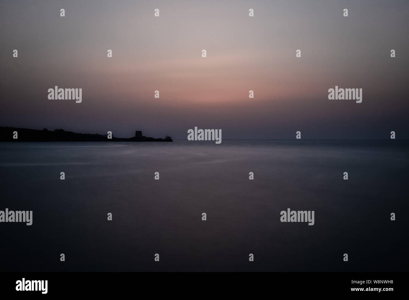 The last daylight over the Adriatic Sea off the coast of the Gargano ...