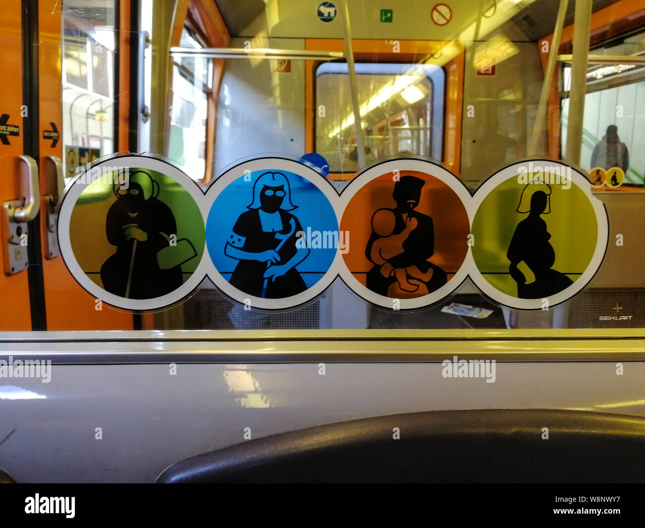 signs in vienna subway train Stock Photo - Alamy